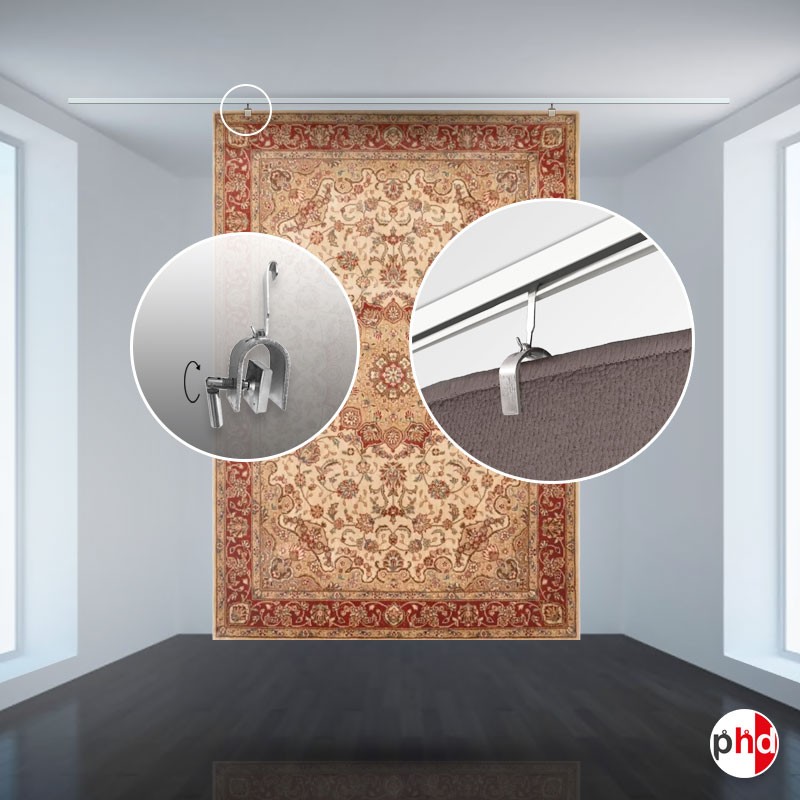 Ceiling Hanging Rug P-Rail Kit | Heavy-Duty Gallery System for Carpets