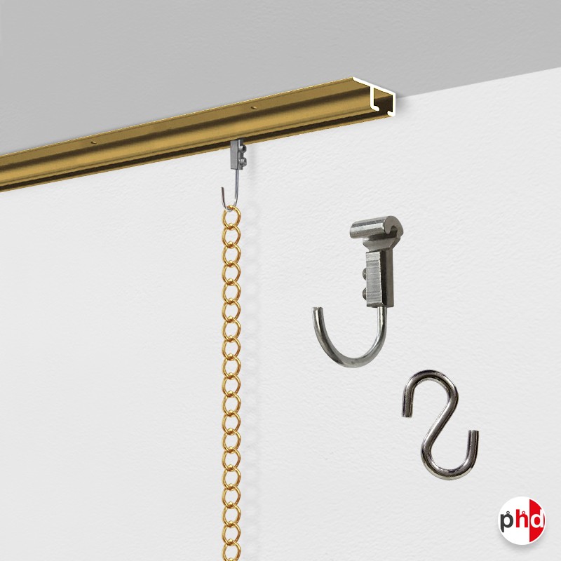 U Rail Chain Hanging System | Ceiling Picture Rail & Chains, Complete